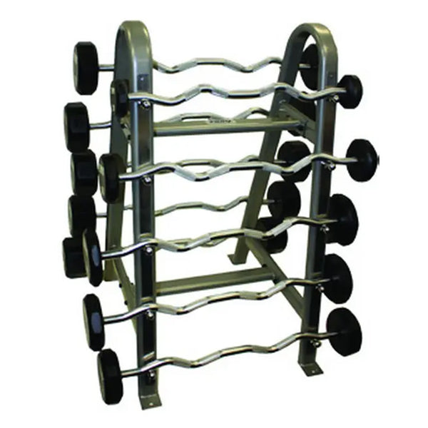 Horizontal Barbell Rack w/ 12-Sided Urethane Curl Barbells - 20-110lb ...